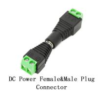 China Black and Green DC Power Screw Terminal Female 2.1x5.5mm Jack Connector Adapter for CCTV Camera Wire for sale