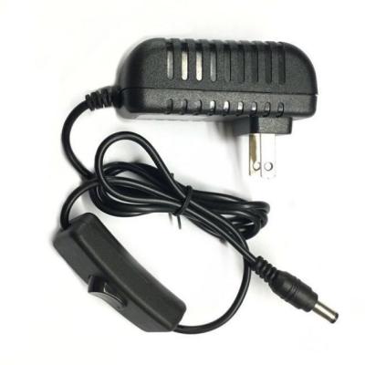China Small Size 12V 1A 12W 1000mA DC Power Adapter with Inline On/Off Switch for LED Light CCTV for sale