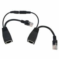 China DC Plug Male End POE Splitter Cable Injector 16cm Length for CCTV IP Camera in Black for sale