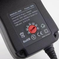 China Universal Adjustable Charger Adapter 3-12V 30W 2.1A with USB Port Output Type DC Black for sale