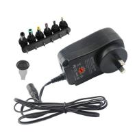 China AC100-240V Detachable Plug Power Adapter 30W Output 3-12V DC Adjustable 85% Efficiency for sale