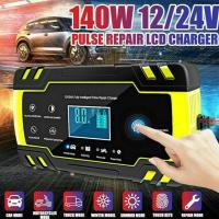 China LCD Touch Screen 12V 8A 24V 4A Battery Charger for Car Motorcycle Lead Acid Battery for sale