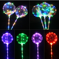 China Transparent LED Light Up Balloons Round and heart led bobo balloons flowers balloons with led lights stands for sale