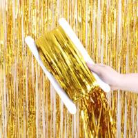 China CRD hot sale 3.2 ft x 9.8 ft Metallic Tinsel Foil Fringe Curtain for Party Photo Backdrop for sale