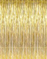 China 3.2 ft x 9.8 ft Metallic Tinsel Foil Fringe Curtains for Party Photo Backdrop Wedding Decor (2 Packs, Gold) for sale