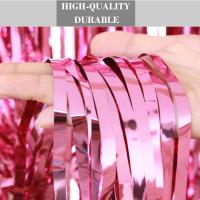 China 3.2 ft x 9.8 ft Metallic Tinsel Foil Fringe Curtains for Party Photo Backdrop Wedding Decor (2 Packs, Gold) for sale