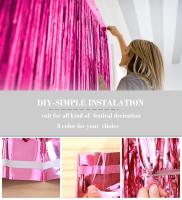 China 3.2 ft x 9.8 ft Metallic Tinsel Foil Fringe Curtains for Party Photo Backdrop Wedding Decor (2 Packs, Gold) for sale