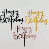 China Party supplies  Gold color Acrylic  happy birthday Cake Topper 13x14cm size custom design cake topper for sale
