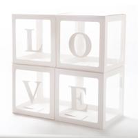 China baby shower birthday wedding proposal party decoration 4pcs per set love baby letter  transparent balloon boxes for sale