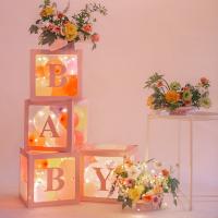 China baby shower birthday wedding proposal party decoration 4pcs per set love baby letter  transparent balloon boxes for sale