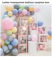 China baby shower birthday wedding proposal party decoration 4pcs per set love baby letter  transparent balloon boxes for sale