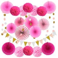 China Hanging Paper Fans Decorations Round Pattern Paper Garlands Decoration for Birthday Wedding Graduation Events for sale