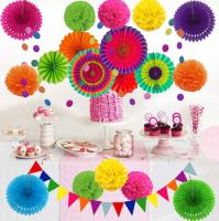 China Hanging Paper Fans Decorations Round Pattern Paper Garlands Decoration for Birthday Wedding Graduation Events for sale