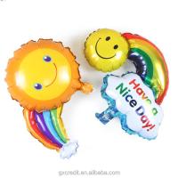 China Party Supplies Cute smile face  Foil Rainbow Pastel Mylar rainbow Clouds balloons for baby party birthday party decoration for sale