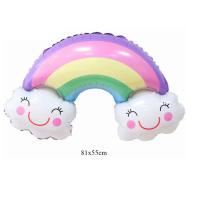 China Party Supplies Cute smile face  Foil Rainbow Pastel Mylar rainbow Clouds balloons for baby party birthday party decoration for sale