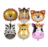 China zoo party animal leo tigger cow zebra leopard giraffe head mini cartoon foil balloon for Kids  happy Birthday Parties decor. for sale