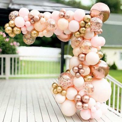 China 134pcs Macaron Orange Balloon Garland Arch Kit Metallic Chrome Ballons with 4D Globos and Rose Gold for sale