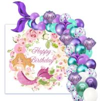 China mermaid birthday party decorations Girls Birthday Baby Shower mermaid foil latex balloon arch for sale