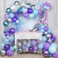 China mermaid birthday party decorations Girls Birthday Baby Shower mermaid foil latex balloon arch for sale