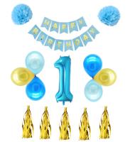 China Children Decor Accessories Birthday Party Foil Balloons Sets Blue with Garland Tassel Paper Party Decoration 6 Color Uv Printing for sale