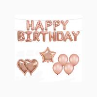China 18th 16th birthday decorations Celebration happy birthday rose metallic letter foil number latex party balloon set for sale