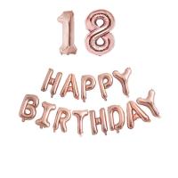 China 18th 16th birthday decorations Celebration happy birthday rose metallic letter foil number latex party balloon set for sale