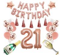 China 18th 16th birthday decorations Celebration happy birthday rose metallic letter foil number latex party balloon set for sale
