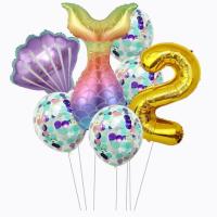 China Balloons party decorations 1st 2nd 3 th children birthday party mermaid number balloon set for sale