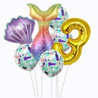 China Balloons party decorations 1st 2nd 3 th children birthday party mermaid number balloon set for sale