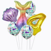 China Balloons party decorations 1st 2nd 3 th children birthday party mermaid number balloon set for sale