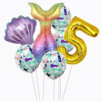 China Balloons party decorations 1st 2nd 3 th children birthday party mermaid number balloon set for sale