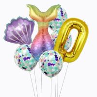 China Balloons party decorations 1st 2nd 3 th children birthday party mermaid number balloon set for sale