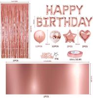 China Rose Gold Birthday Party Decoration  Happy Birthday Banner Fringe Curtain Foil Tablecloth Heart Star Foil Confetti for sale
