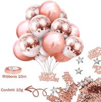 China Rose Gold Birthday Party Decoration  Happy Birthday Banner Fringe Curtain Foil Tablecloth Heart Star Foil Confetti for sale