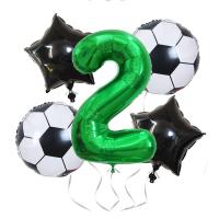 China boys birthday party decoration 5pcs Soccer Balloons Set 32Inch Foil Football Balloon Kit for 1-9th Boy Birthday Party for sale