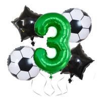 China boys birthday party decoration 5pcs Soccer Balloons Set 32Inch Foil Football Balloon Kit for 1-9th Boy Birthday Party for sale