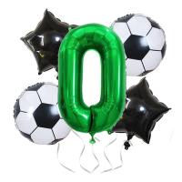 China boys birthday party decoration 5pcs Soccer Balloons Set 32Inch Foil Football Balloon Kit for 1-9th Boy Birthday Party for sale