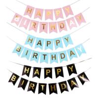 China Party decoration big size and small size color assortment  Happy birthday  paper  banner for sale
