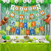 China Tropical Rainforest Dinosaur Theme  Birthday Party Supplies Letter  happy birthday Banner set for sale