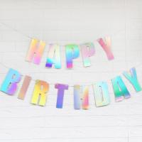 China Trending  party backdrop /table decoration macaron silver gold black color assortment paper Happy Birthday banner for sale
