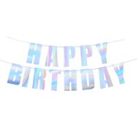 China Trending  party backdrop /table decoration macaron silver gold black color assortment paper Happy Birthday banner for sale