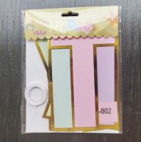 China Trending  party backdrop /table decoration macaron silver gold black color assortment paper Happy Birthday banner for sale