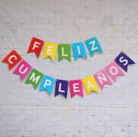 China Mexico style hot sale happy birthday spanish letter paper flag pink blue black colorful happy birthday  banner for sale