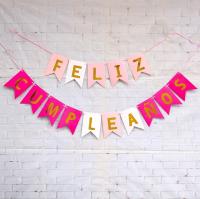 China Mexico style hot sale happy birthday spanish letter paper flag pink blue black colorful happy birthday  banner for sale