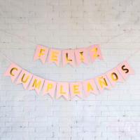 China Mexico style hot sale happy birthday spanish letter paper flag pink blue black colorful happy birthday  banner for sale