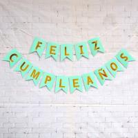 China Mexico style hot sale happy birthday spanish letter paper flag pink blue black colorful happy birthday  banner for sale
