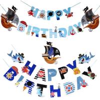 China New design boy birthday party decoration pirate theme  happy birthday  banner for sale