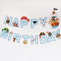 China New design boy birthday party decoration pirate theme  happy birthday  banner for sale