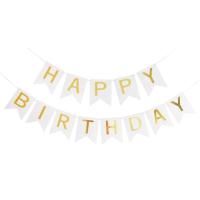 China Happy Birthday paper flag banner set  for party table decoration for sale
