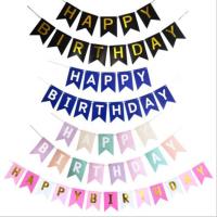 China Happy Birthday paper flag banner set  for party table decoration for sale